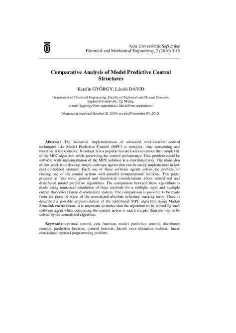 pdf comparative analysis of model predictive control structures