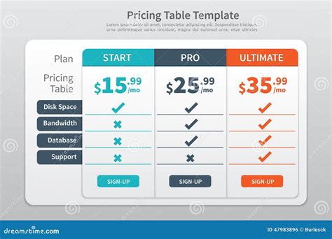 Pricing Table Template Graphic Design