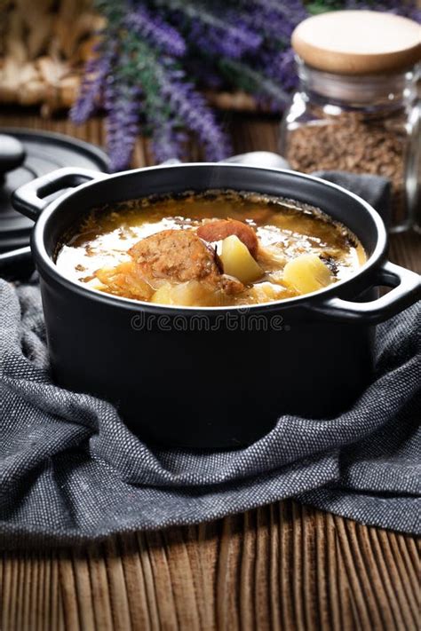 Traditional Russian Sour Cabbage Soup Stock Image Image Of Selective
