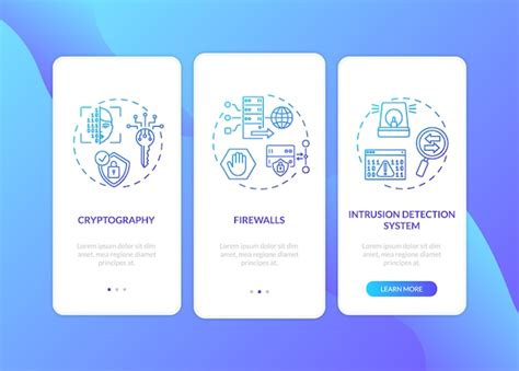 Premium Vector Cybersecurity Measures Onboarding Mobile App Page Screen With Concepts