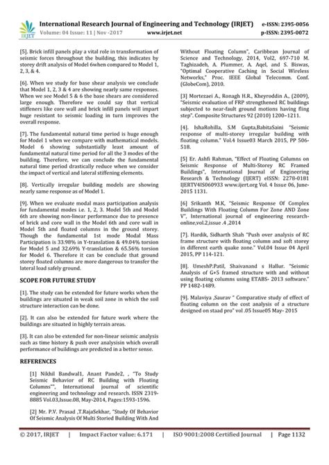 Earthquake Analysis Of Multi Storied Buildings With Floating Columns Pdf