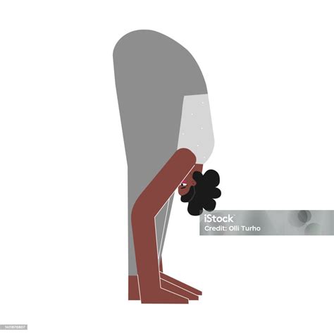 편평한 여성 몸 긍정적 인 성격을 가진 벡터 고립 된 삽화 스포티한 아프리카 계 미국인 여성은 요가 수업에서 자세 우타나사나를