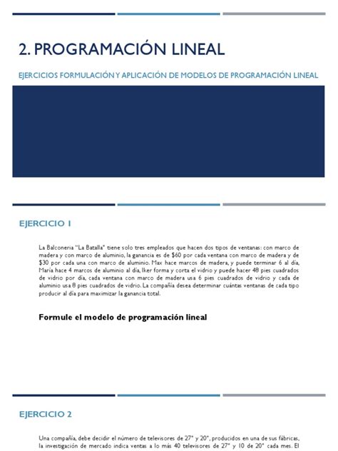 2 Programación Lineal Ejercicios Formulacion Pdf Panes Lentes