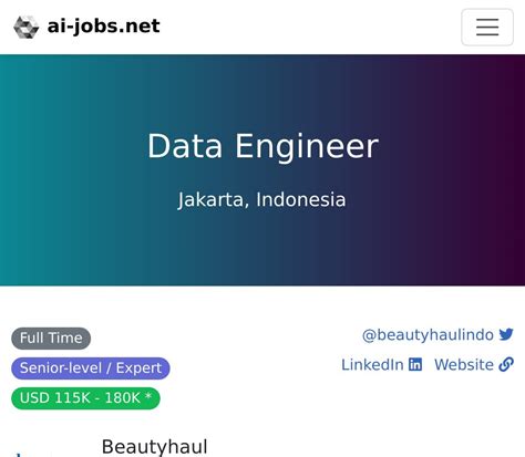 [hiring] data engineer in jakarta indonesia r ai ml jobs