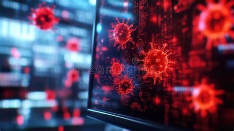 Cyber Security Threat Virus Attacking Computer Network Servers Stock