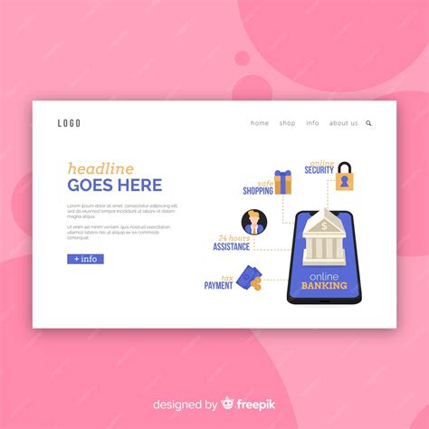 온라인 뱅킹 방문 페이지 템플릿 무료 벡터