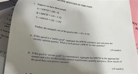 Solved 1 Suppose We Have Three People A Mwtp 100 Q