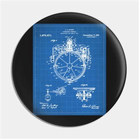 Gyrocompass Patent Sailor Sailing Boat Lake House Art Blueprint Gyrocompass Patent Pin