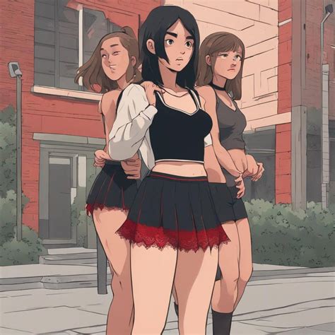 Girl With A Black Lace Bra And A School Miniskirt By Bentleywedgies On