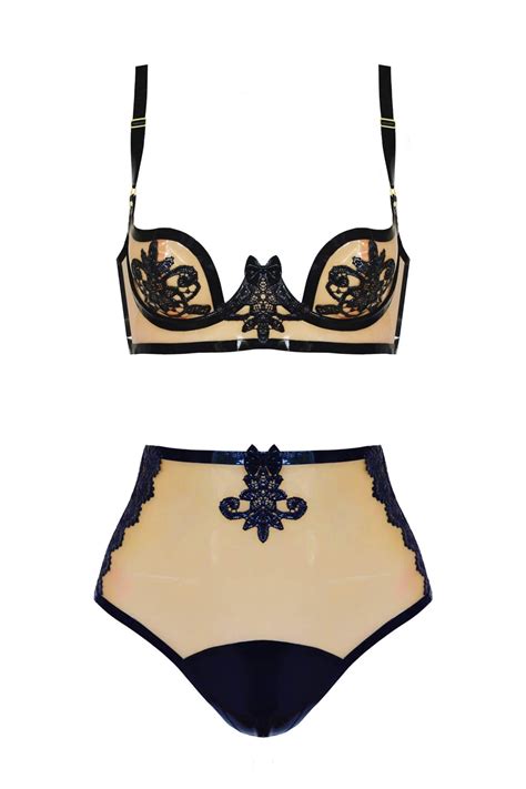 Maia Latex Quarter Cup Bra • Haute Couture Fetish Clothing Darkest Fox