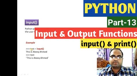 Python Part 13 Input And Output Functions Youtube
