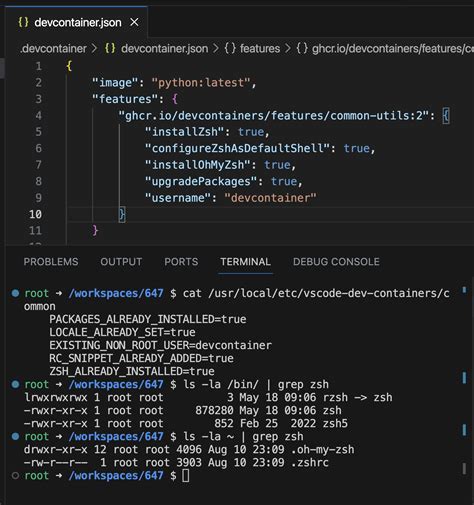 Common Utils Not Installing Zsh Correctly If Devcontainer Is Based On
