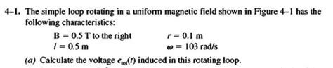 Solved 4 1 The Simple Loop Rotating In A Uniform Magnetic