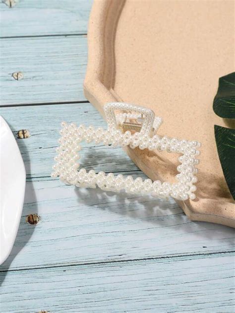 1pc Women Faux Pearl Decor Hair Claw Shein Uk