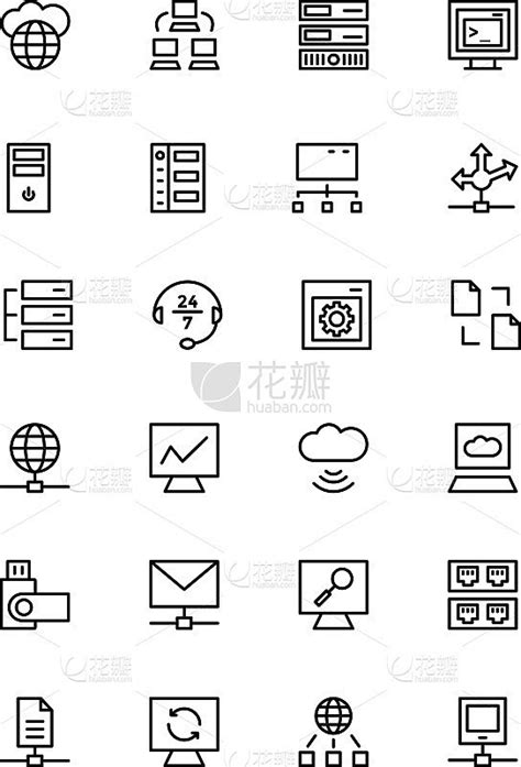 数据库和服务器线向量图标3