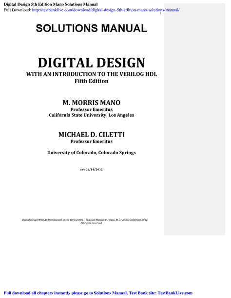 digital design by mano morris digital design with an introduction to