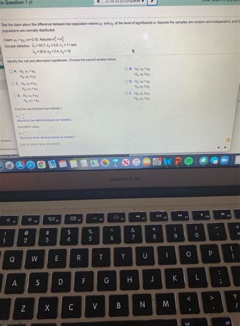 solved is questions 1 pt test the daim about the difference