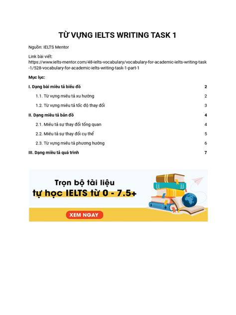 T V NG Ielts Writing Task 1 | PDF