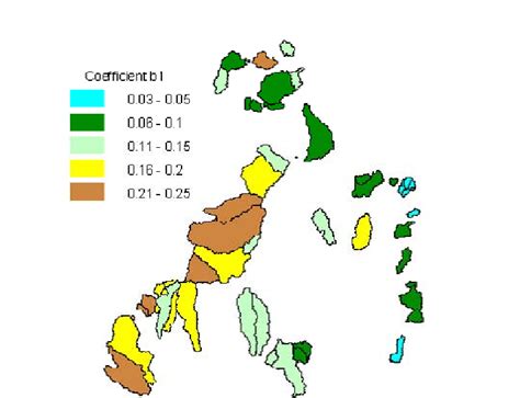 7 Spatial Patterns Of Coefficients Of The Exponential Model Of Flow Download Scientific