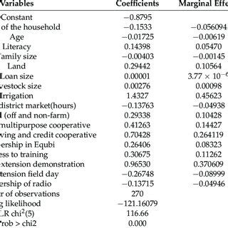 The Binary Probit Regression Results On The Factors Affecting Inclusion
