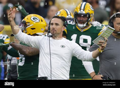Green Bay Packers Head Coach Matt Lafleur Reacts To A Call During The