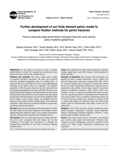 Pdf Further Development Of Our Finite Element Pelvic Model To Compare Fixation Methods For