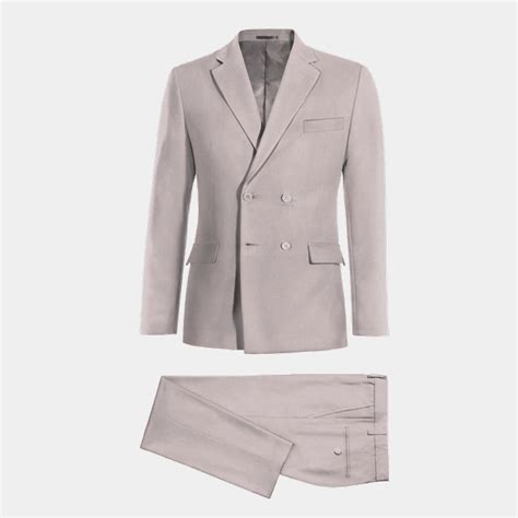 Light Grey Wrinkle Free Double Breasted Suit