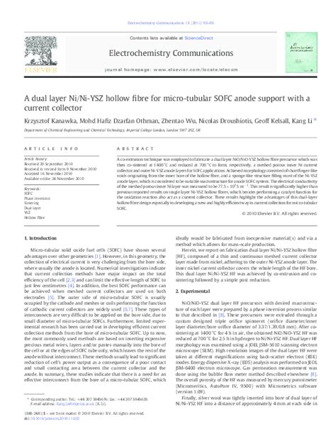 Pdf A Dual Layer Ni Ni Ysz Hollow Fibre For Micro Tubular Sofc Anode Support With A Current