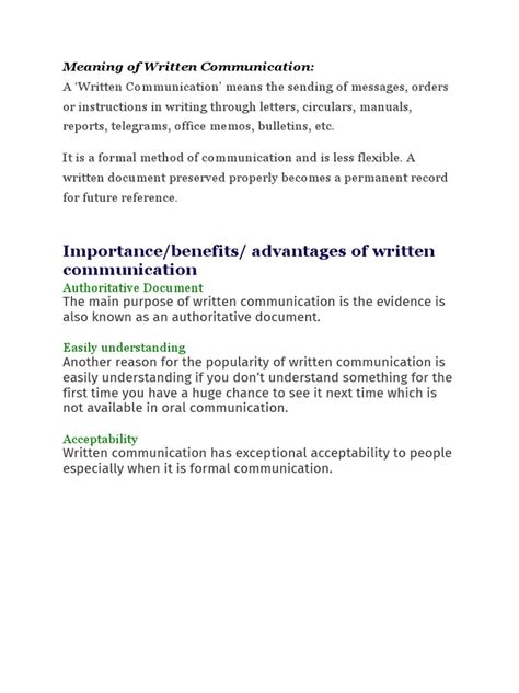Written Communication Pdf Communication Writing