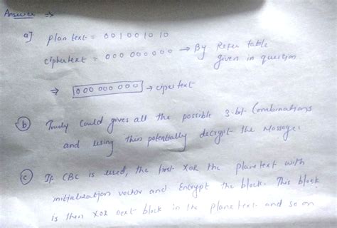 Solved 2 Use The 3 Bit Block Cipher In The Table Below To Answer