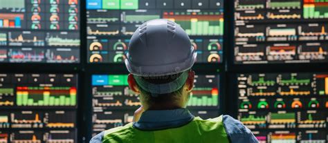 Worker Engineer Control Process Of Production Uses Computer With Modern