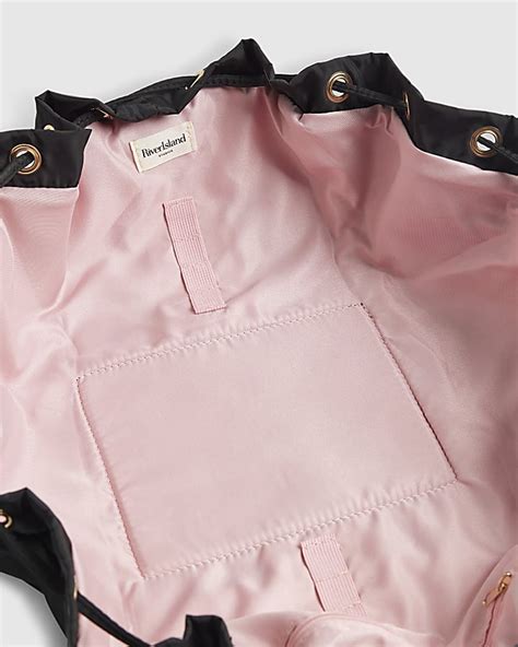 Black Drawstring Makeup Bag River Island