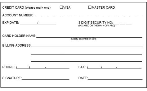 Credit Card Payment Receipt Template 5 Free Credit Card Payment Form