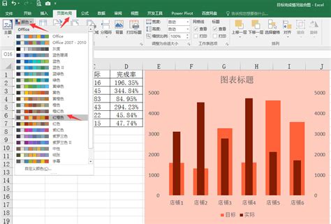 Excel目标完成可视化图表，差异组合显示，图表设计高大上 调整
