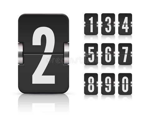 Numeric Flip Scoreboard Set With Shadows For Dark Countdown Timer Or Web Page Watch Or Calendar