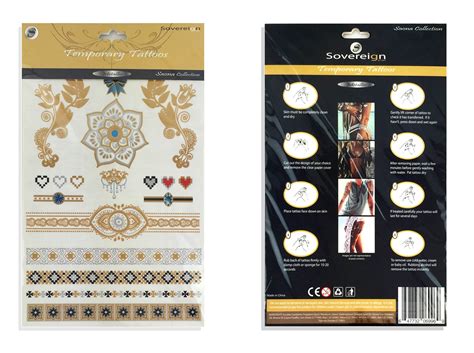 Metallic Temporary Tattoos For Women Teens Girls 12 Sheets Gold