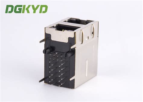 Gigabit Ethernet Modular Jack 2 Port Rj45 Connector 2x1 Offset St Jk With Leds