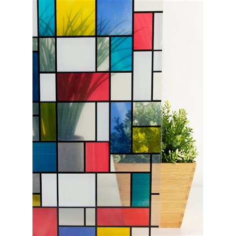 Fablon 78 34 In X 26 12 In Multicolor Stained Glass Applique Window