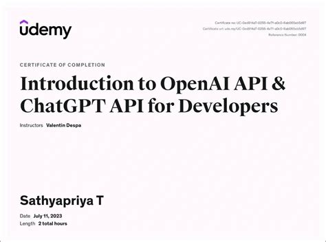 Udemy Chatgpt Ai Techlearning Developerjourney Sathyapriya T