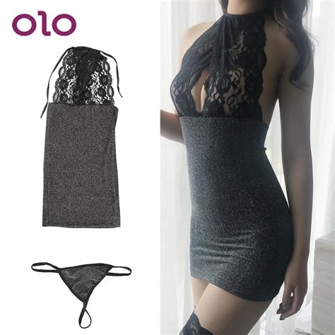 Olo Nightclub Uniform Erotic Underwear Temptation Dress Halter Bra Sexy