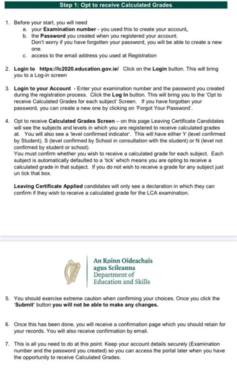 Calculated Grades For Lc And Lca Our Ladys School