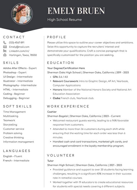 Free Printable High School Resume Template Download Free Printable