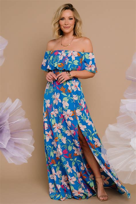 Talia Off Shoulder Maxi Dress Purple Floral Baltic Born
