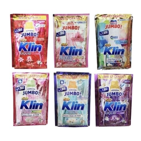 Jual So Klin SoKlin Liquid Liquide Detergent Cair Renceng Jumbo Ml Sachet Pcs Shopee