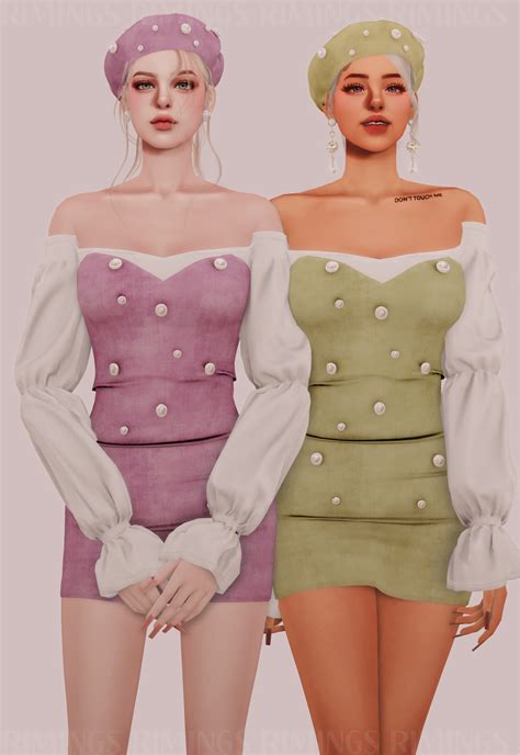 Rimings Off Shoulder Blouse And Pearl Velvet Dress Rimings