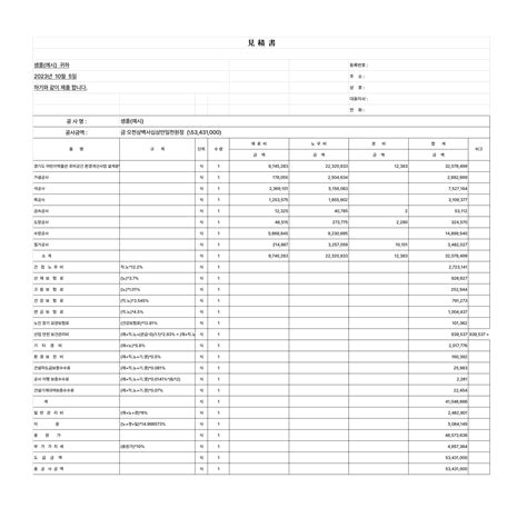 일위대가 물량산출서 설계변경 등 도와드립니다 크몽