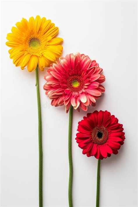 3 Colorful Flowers On White Stock Illustration Illustration Of