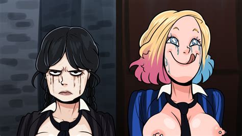 Rule 34 Black Hair Blonde Hair Blue Eyes Clothed Edit Emma Myers Enid Sinclair Female Female
