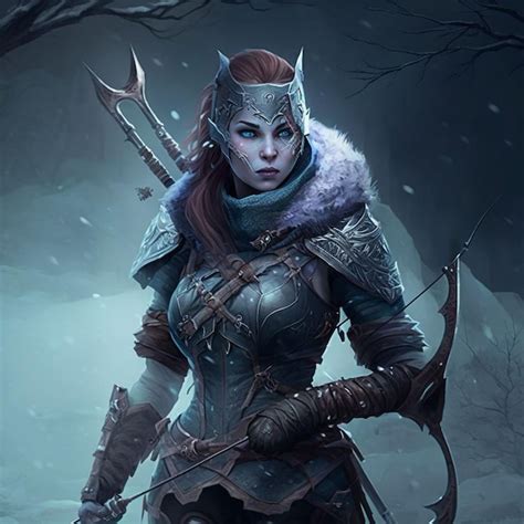 Premium Photo A Woman With A Bow And Arrow On Her Head Stands In A