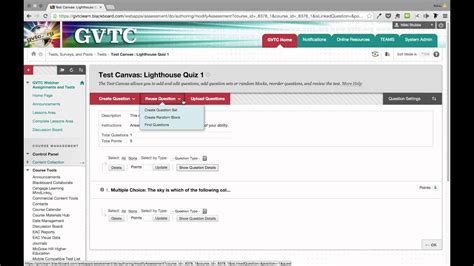 creating and deploying tests in blackboard learn 9 1 youtube